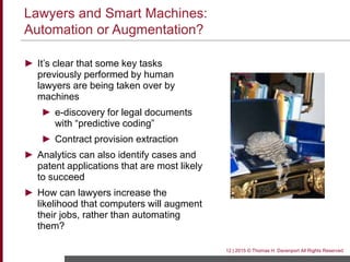 Tom Davenport, Automation vs Augmentation; Big Data Summit 2015 | PPT
