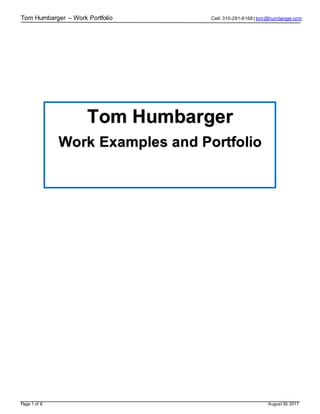Tom Humbarger - Work Examples and Portfolio | PDF