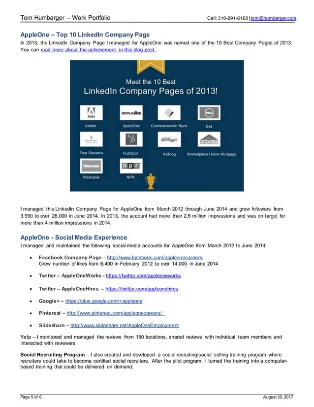 Tom Humbarger - Work Examples and Portfolio | PDF