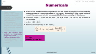 Theory of machines_static and dynamic force analysis | PPT