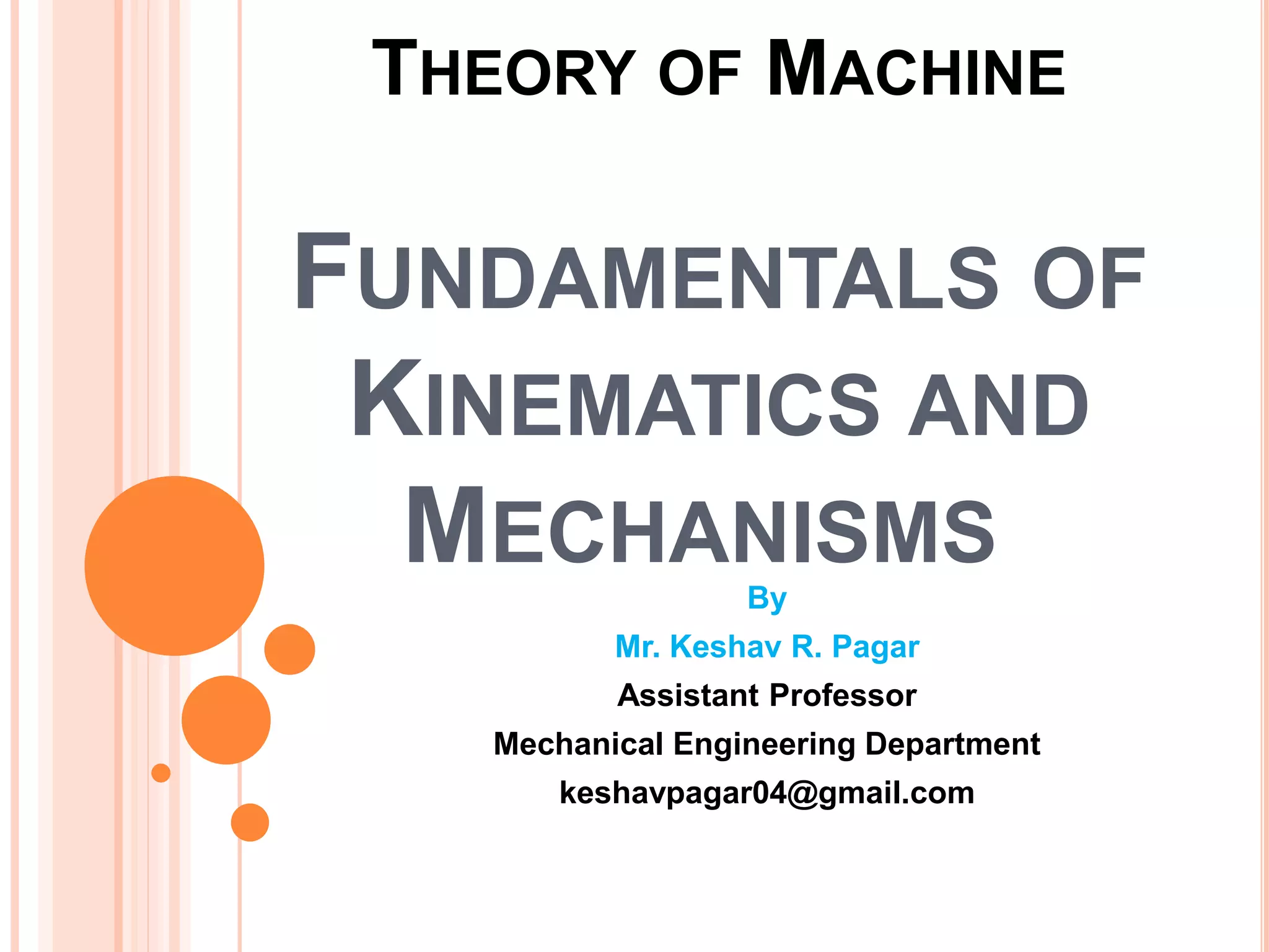 Fundamentals of Kinematics and Mechanisms | PDF
