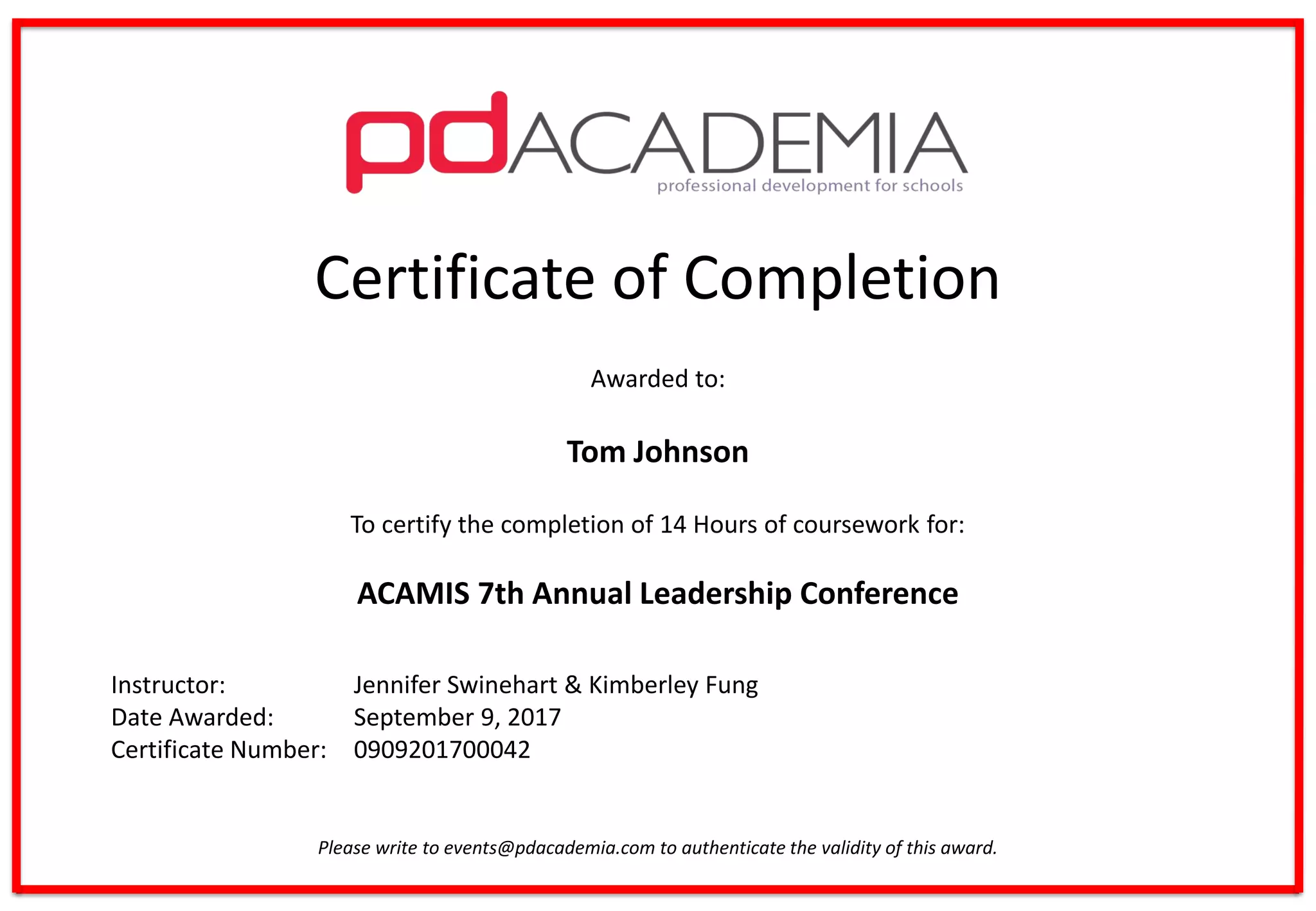 ACAMIS Certificate | PDF