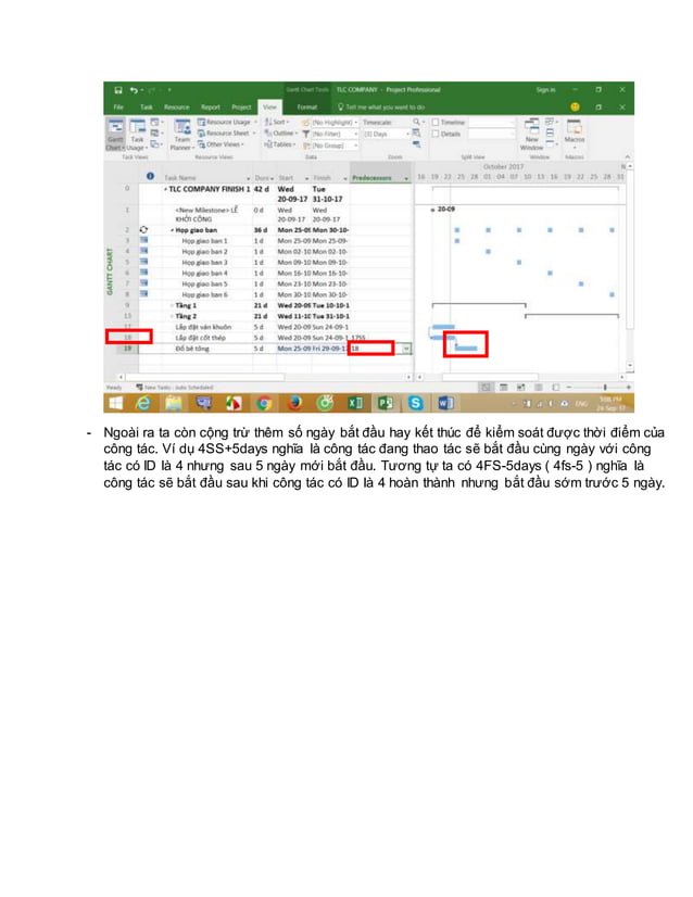 Tom luoc bai giang ms project (chuong 2 cong tac) | PDF