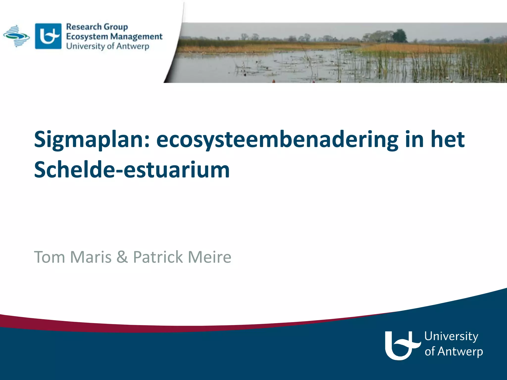 Werelddag van de Stedenbouw. Sigmaplan: ecosysteembenadering in het ...
