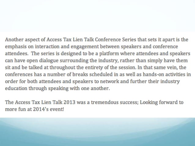 What is the Access Tax Lien Talk Conference Series? by Tom McOsker | PPT
