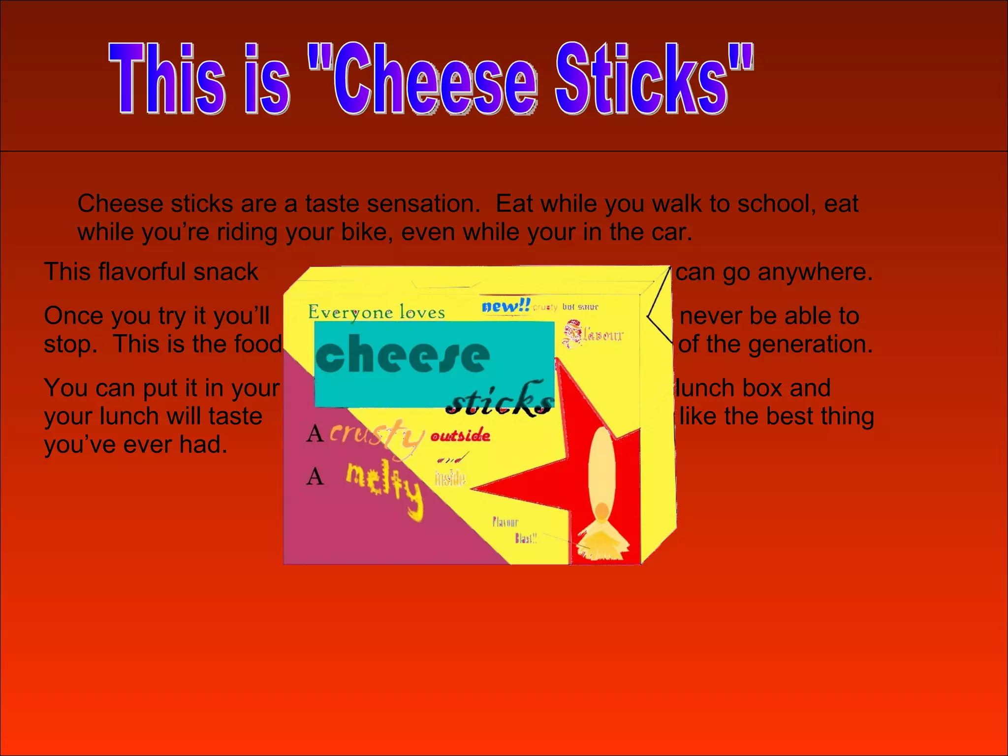 Tommy Cheese Sticks | PPT | Food & Drink