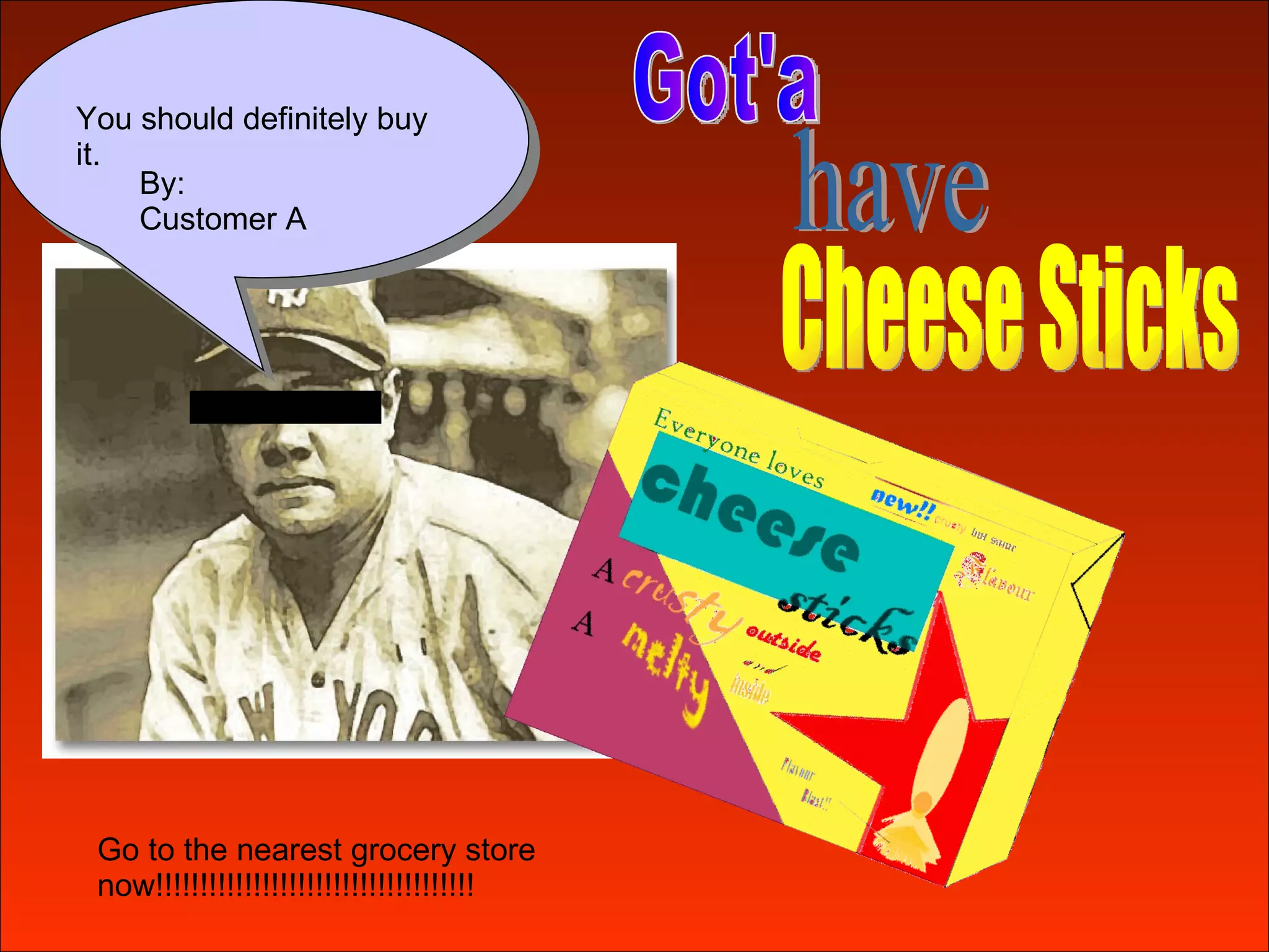 Tommy Cheese Sticks | PPT | Food & Drink