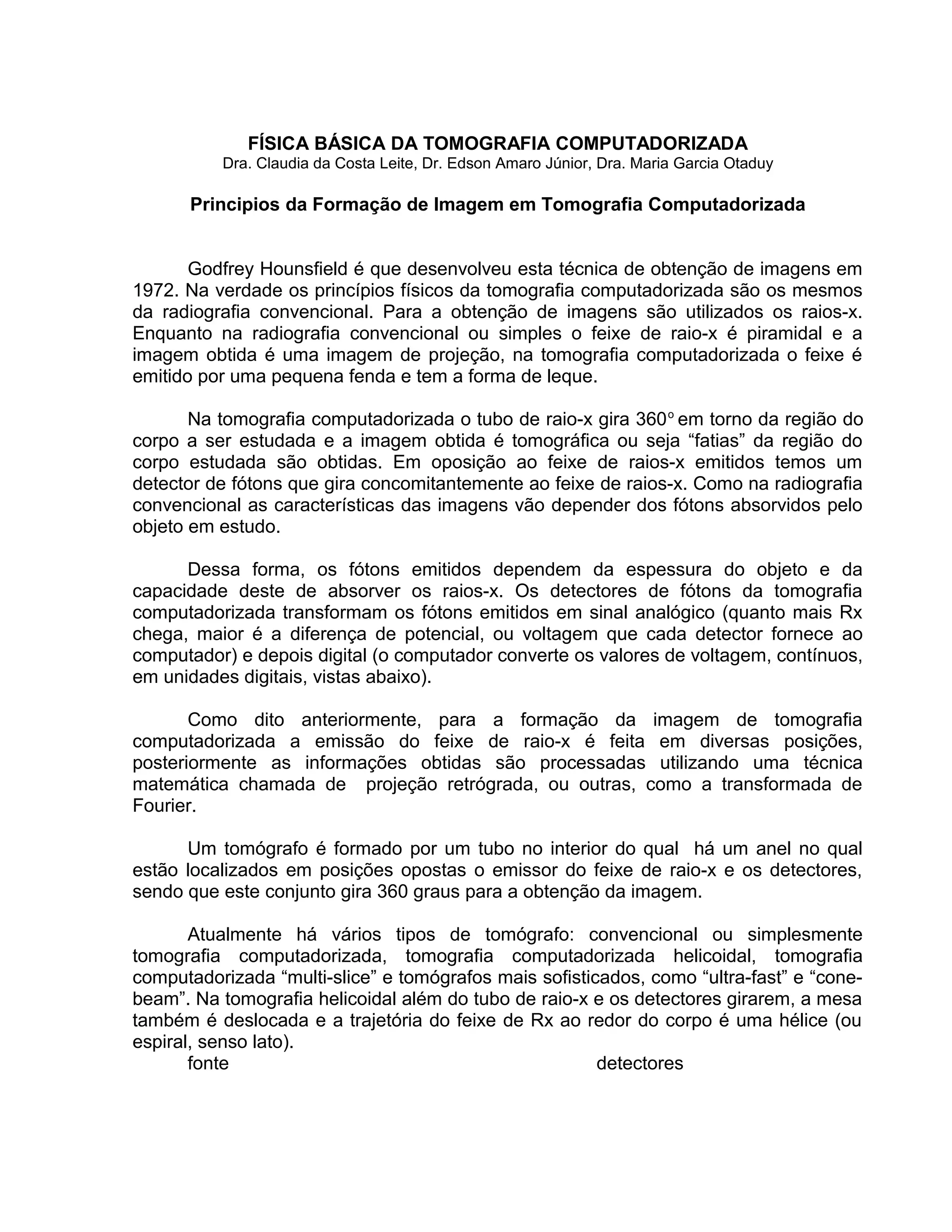 Tomografia fisica basica | DOC