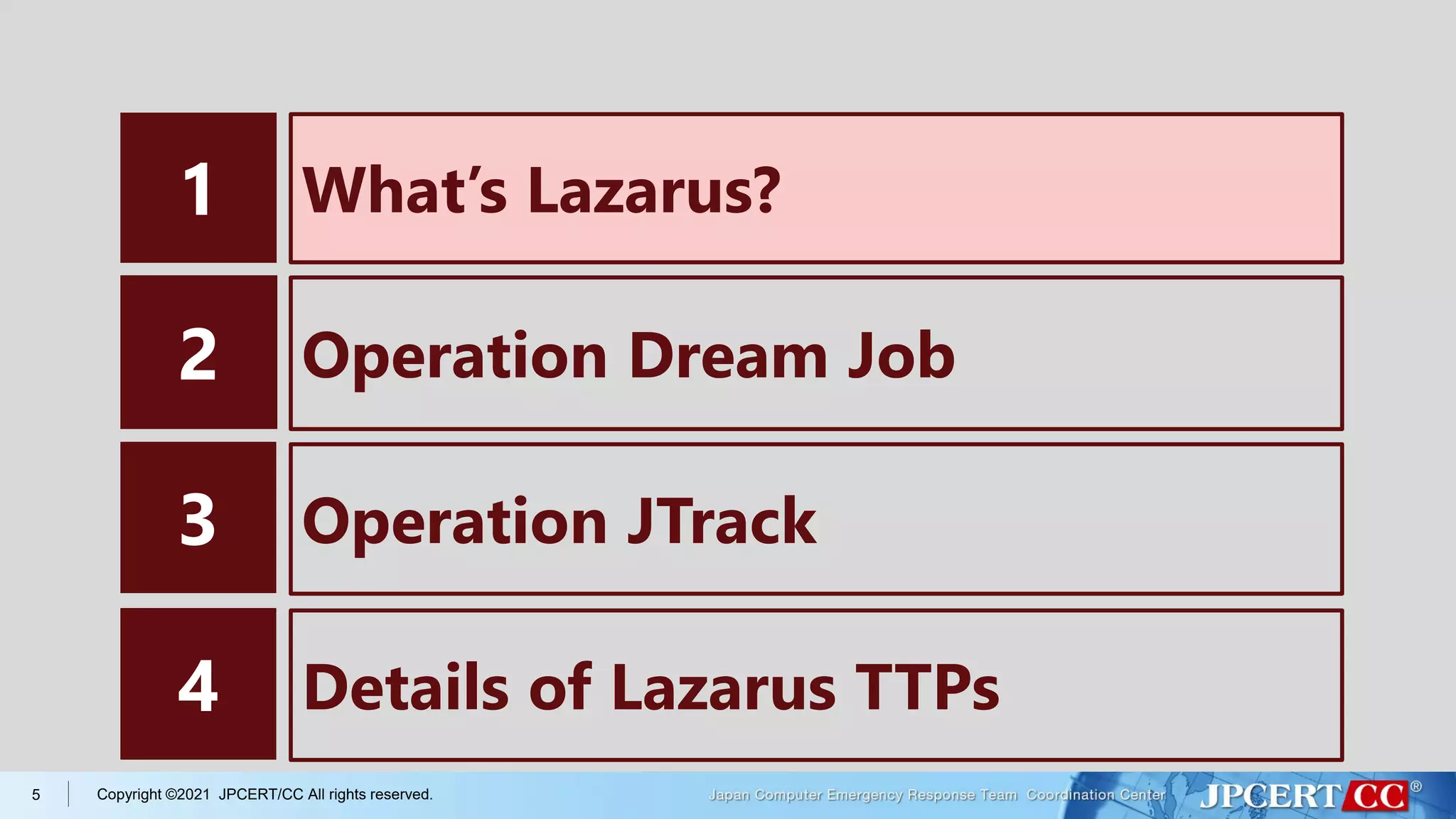 [CB21] The Lazarus Group's Attack Operations Targeting Japan by Shusei ...