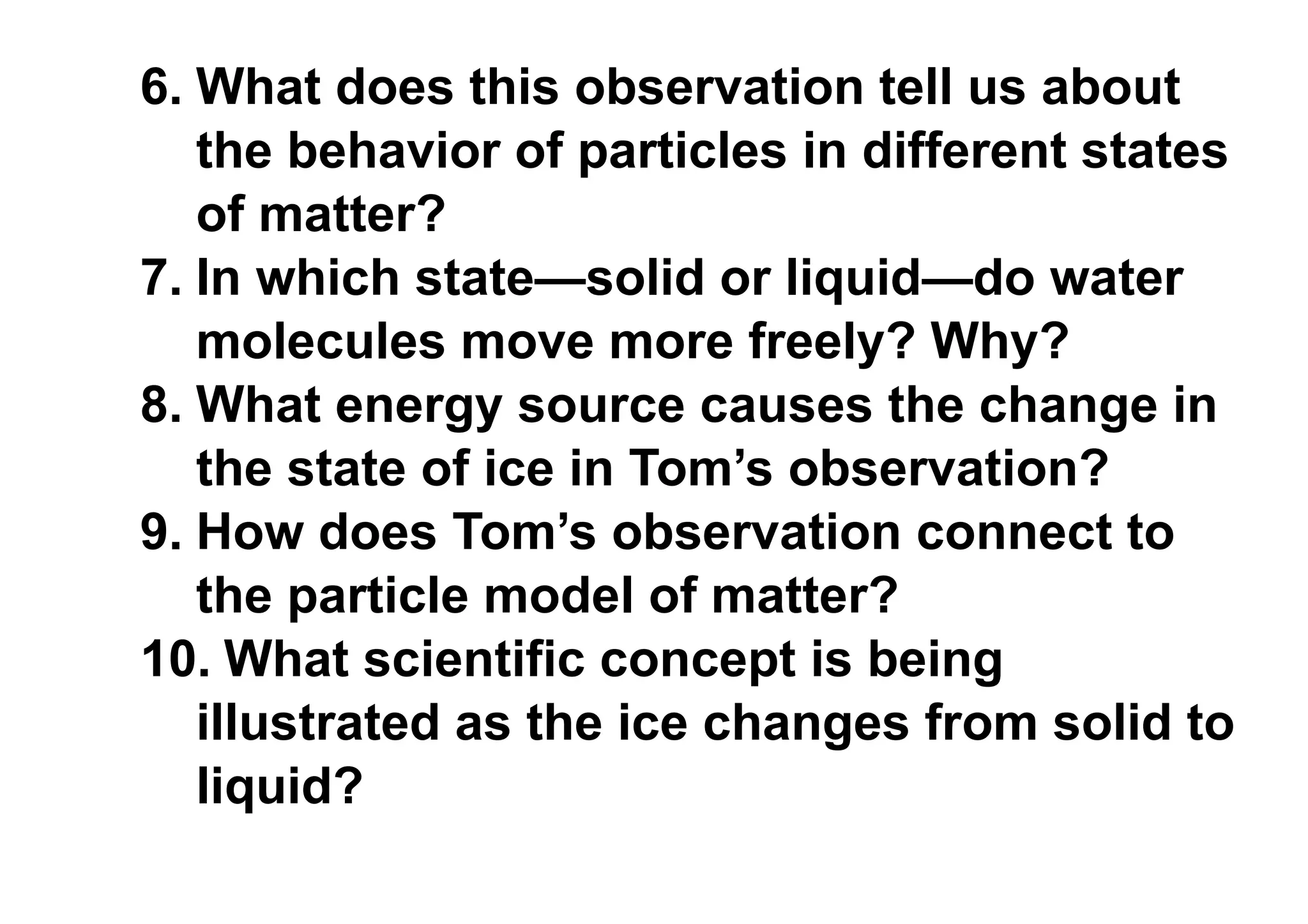 Particle model of Matter with its activity named Tom's World | PPT