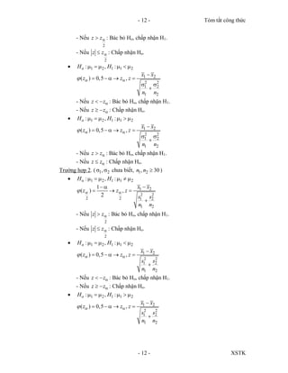 Tom tat cong thuc XSTK | PDF