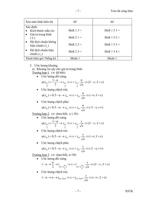 Tom tat cong thuc xstk | PDF
