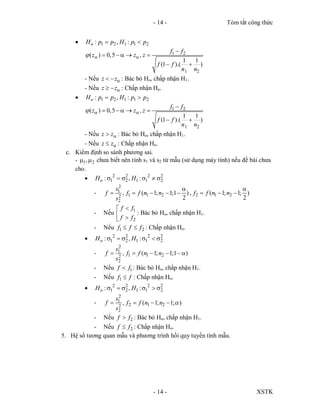Tom tat cong thuc xstk | PDF