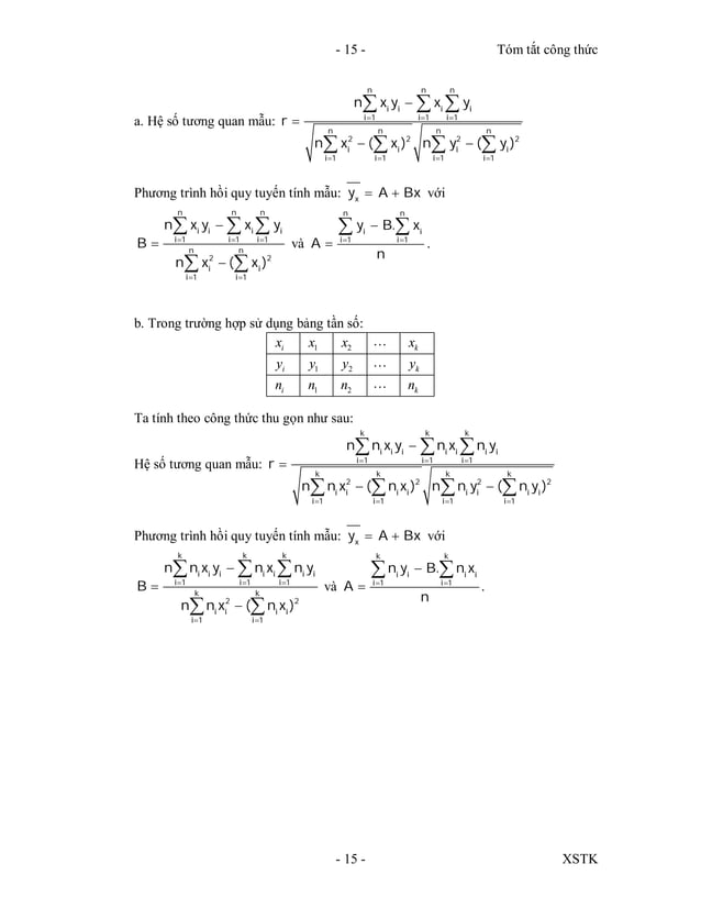 Tom tat cong thuc xstk | PDF