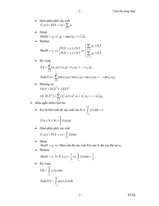 Tom tat cong thuc xstk | PDF