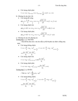 Tom tat cong thuc xstk | PDF