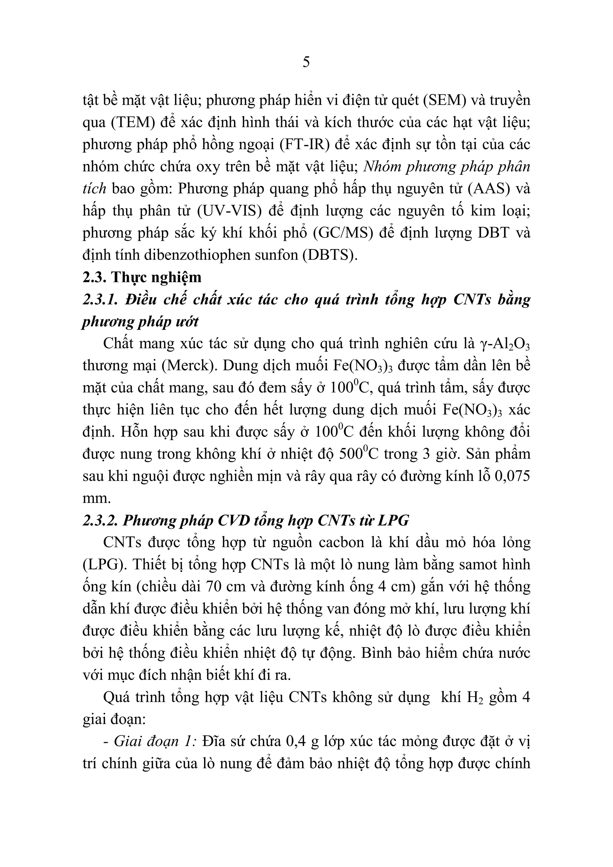 Luận án: Tổng hợp, biến tính vật liệu cacbon nano ống và ứng dụng | PDF