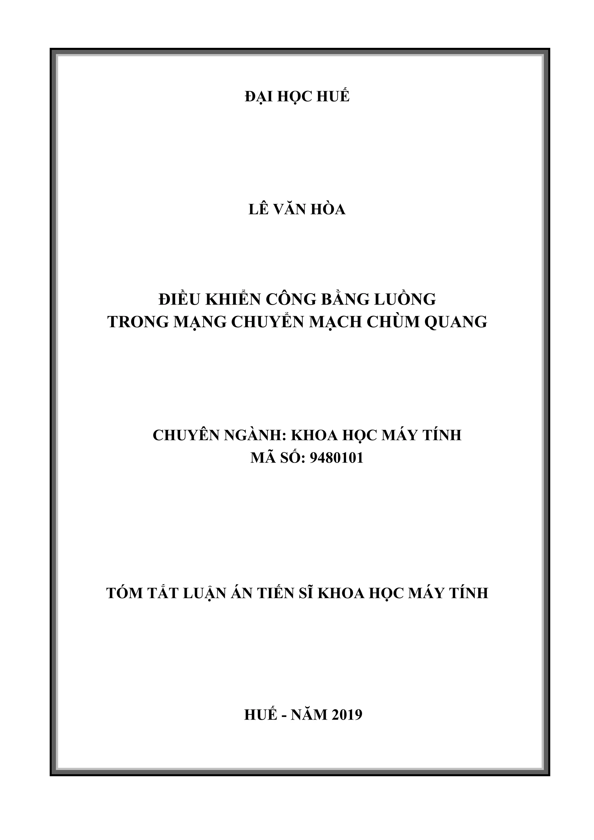 Luận án Điều Khiển Công Bằng Luồng Trong Mạng Chuyển Mạch Pdf