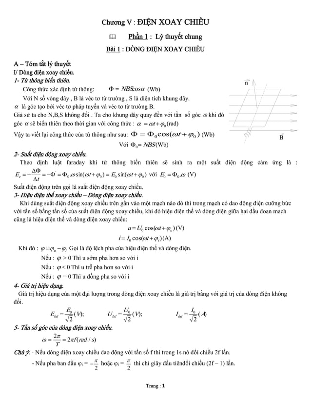 Tóm tắt lý thuyết + bài tập điện xoay chiều | PDF