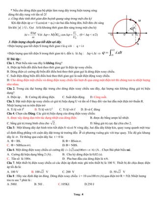 Tóm tắt lý thuyết + bài tập điện xoay chiều | PDF