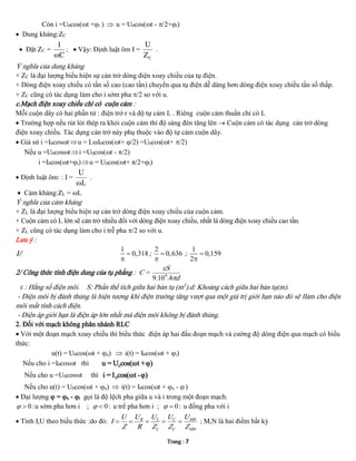 Tóm tắt lý thuyết + bài tập điện xoay chiều | PDF