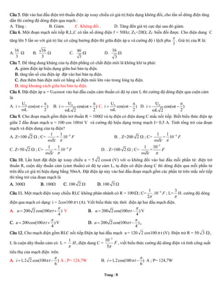 Tóm tắt lý thuyết + bài tập điện xoay chiều | PDF