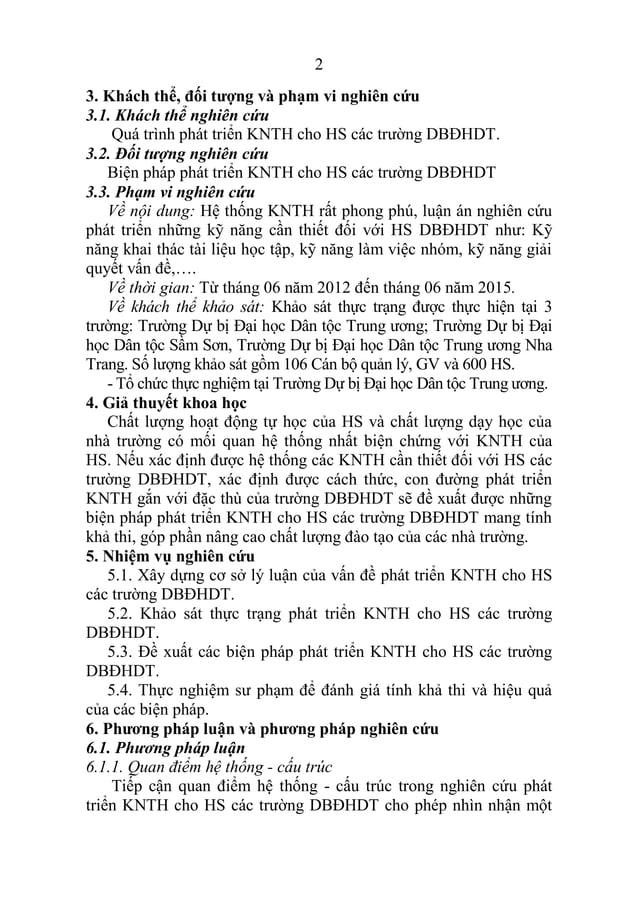 Luận án: Phát triển kỹ năng tự học cho học sinh tại ĐH Dân tộc | PDF