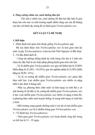 Đặc điểm và phòng trị bệnh do giun tròn Trichocephalus spp. gây ra ở ...