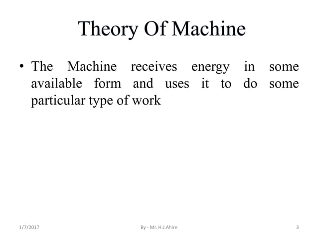 Theory of machine | PPTX | Physics | Science