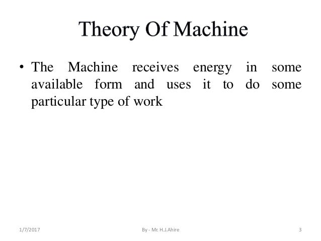Theory of machine