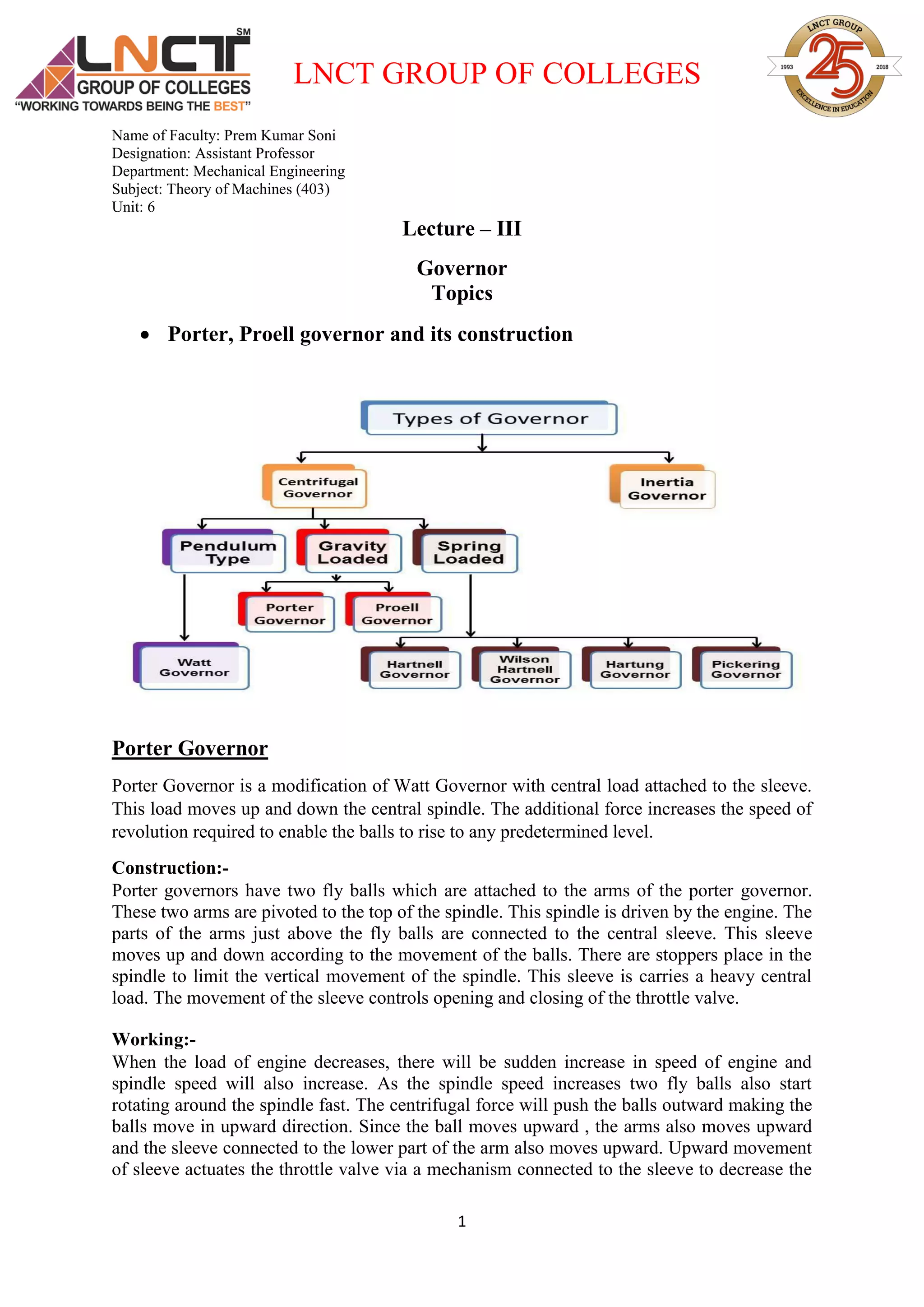 Porter Governor | PDF