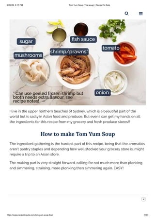 TOM YUM SOUP.pdf | Cooking | Food & Drink