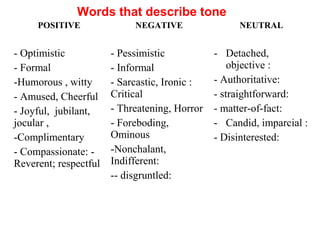 Tone and diction | PPT