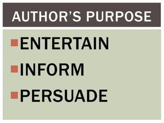 TONE, MOOD & AUTHOR'S PURPOSE | PPTX