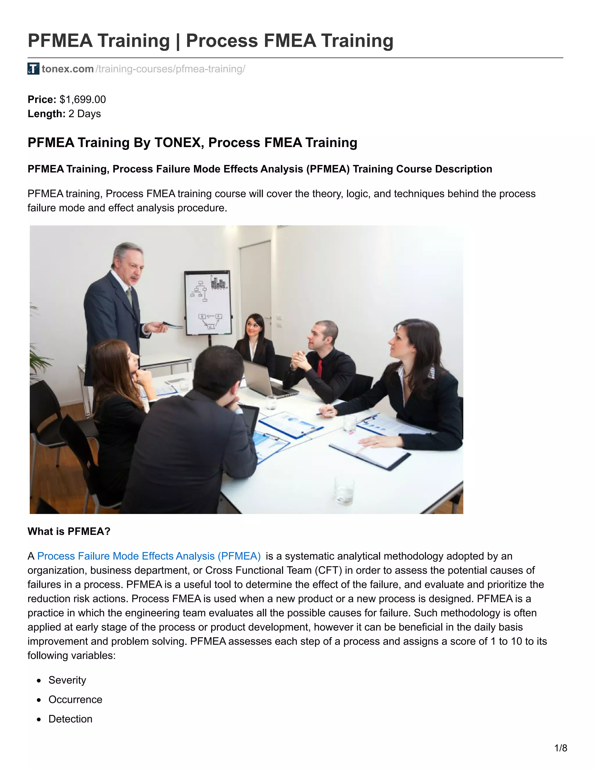Tonex.com pfmea training process fmea training | PDF