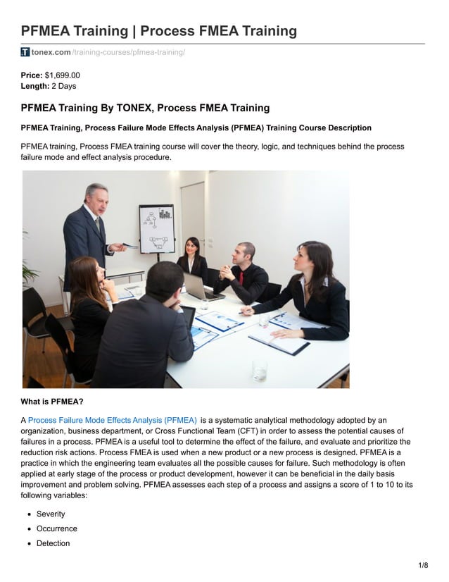 Tonex.com pfmea training process fmea training | PDF