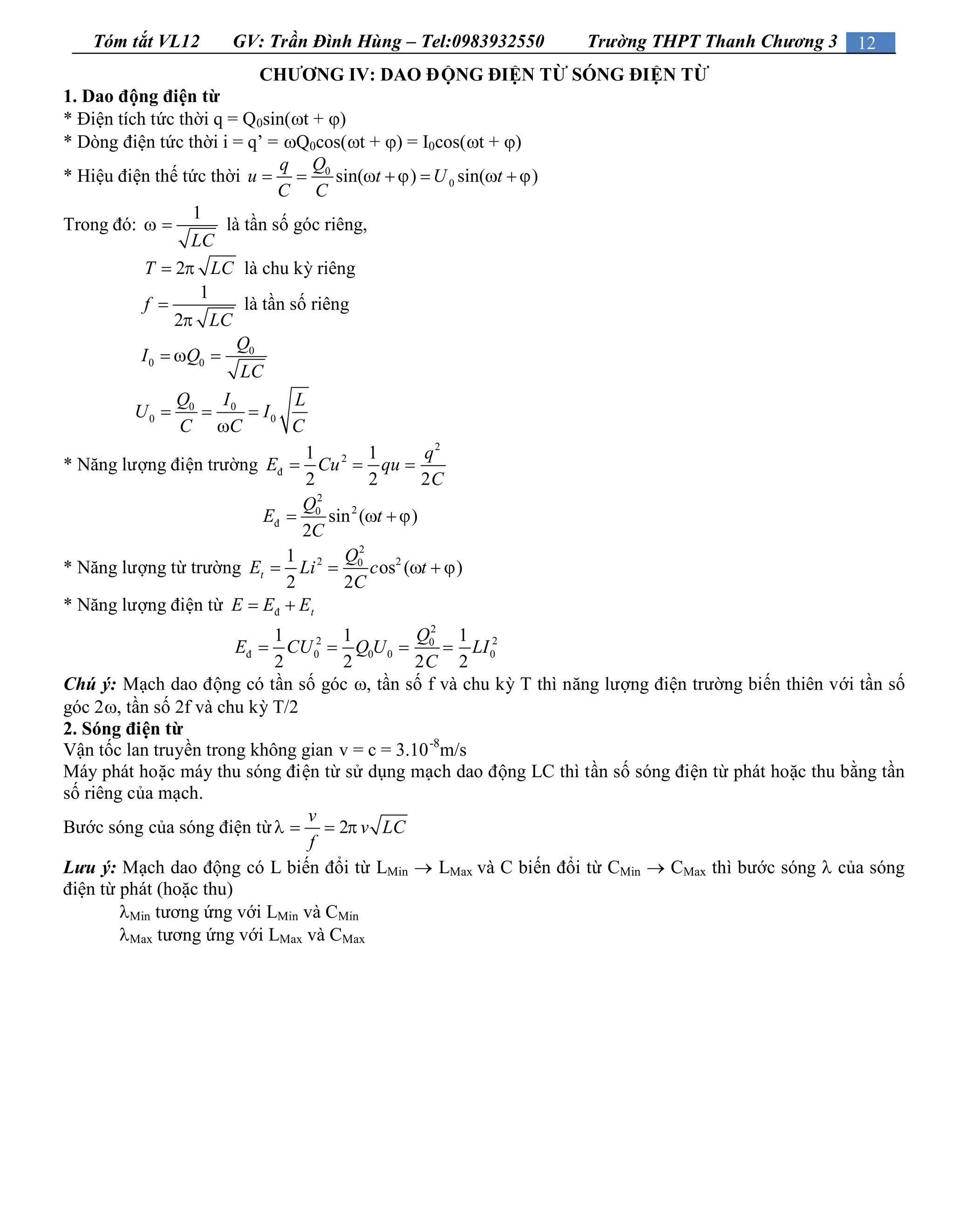Tong hop-cong-thuc-vat-ly-12 | PDF