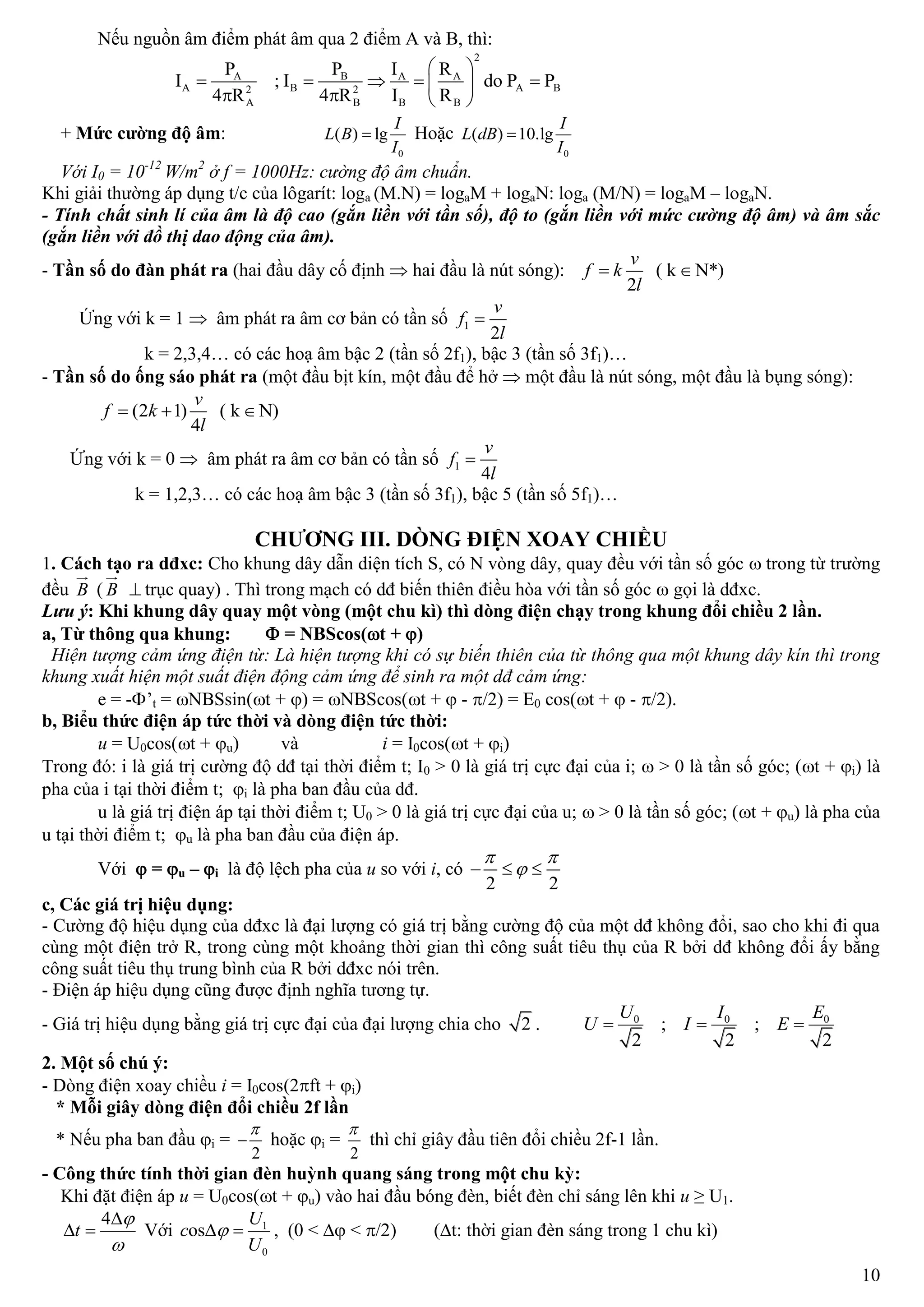 Tổng Hợp Công Thức Vật Lí Lớp 12 | PDF
