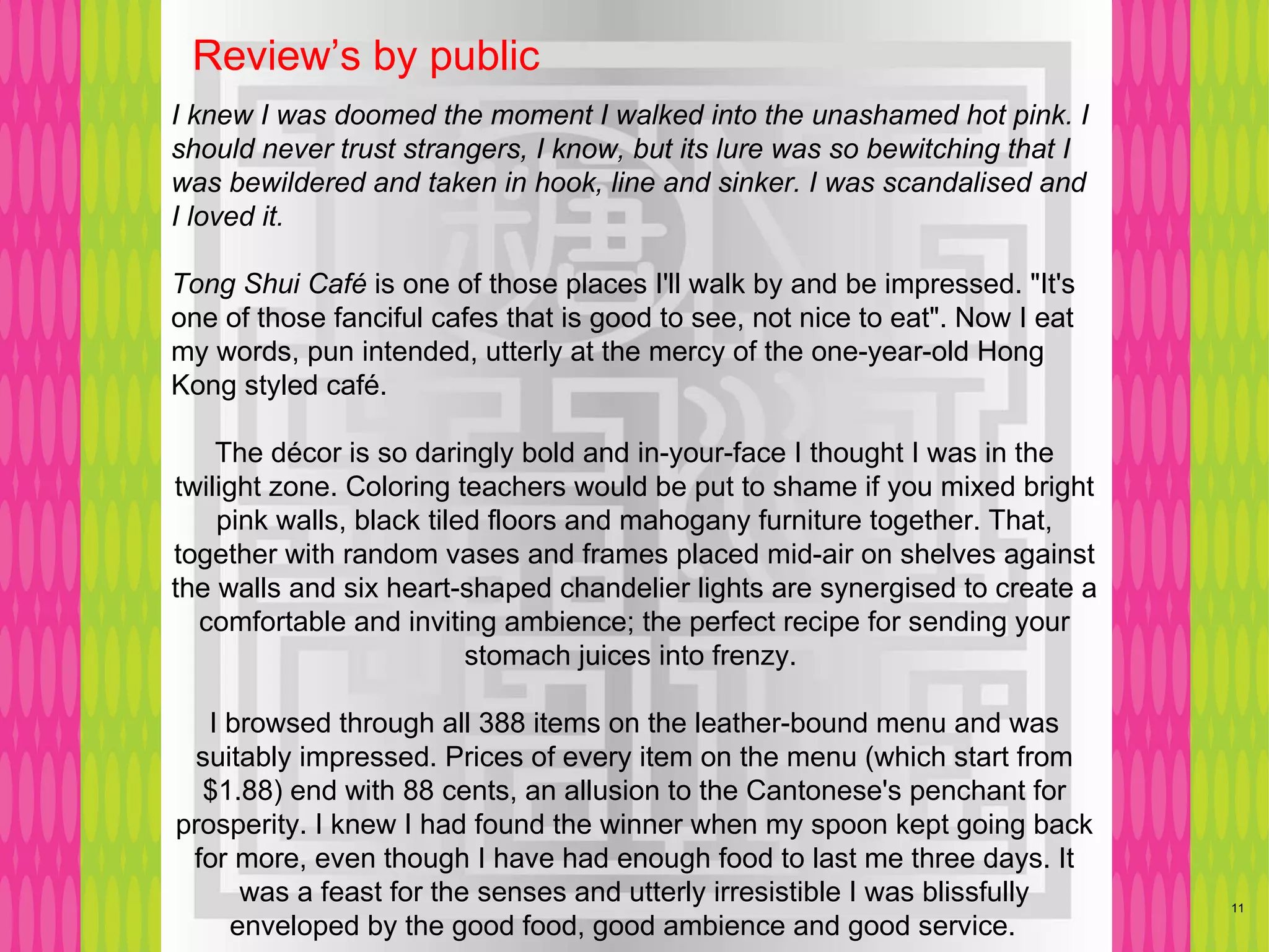 Tong Shui Cafe Presentation2 | PPT