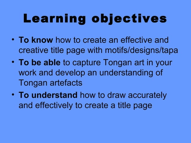 Tongan Art-Secondary Education PowerPoint | PPT