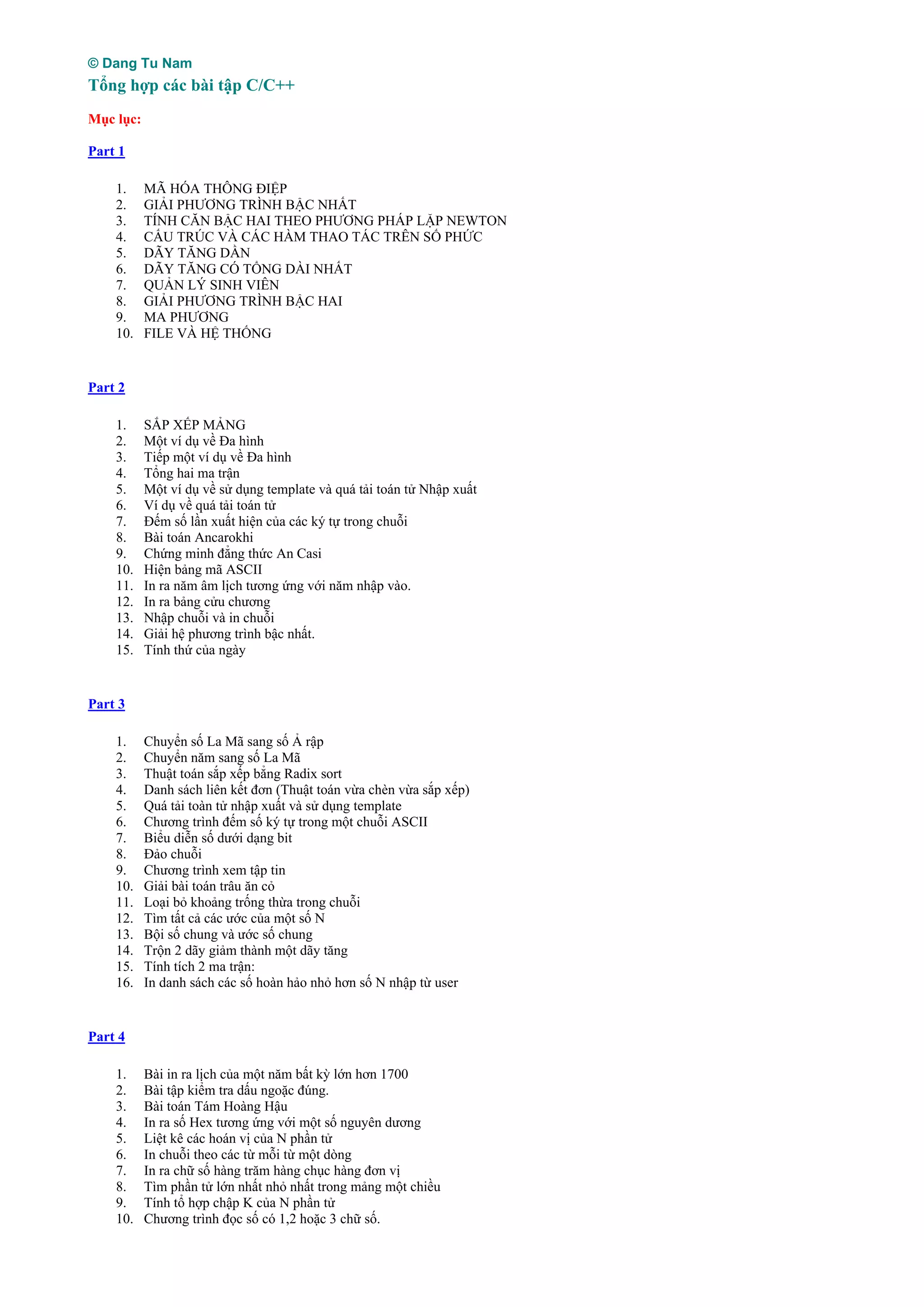 Tong Hop Bai Tap C | PDF