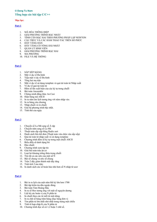 Tong Hop Bai Tap C | PDF