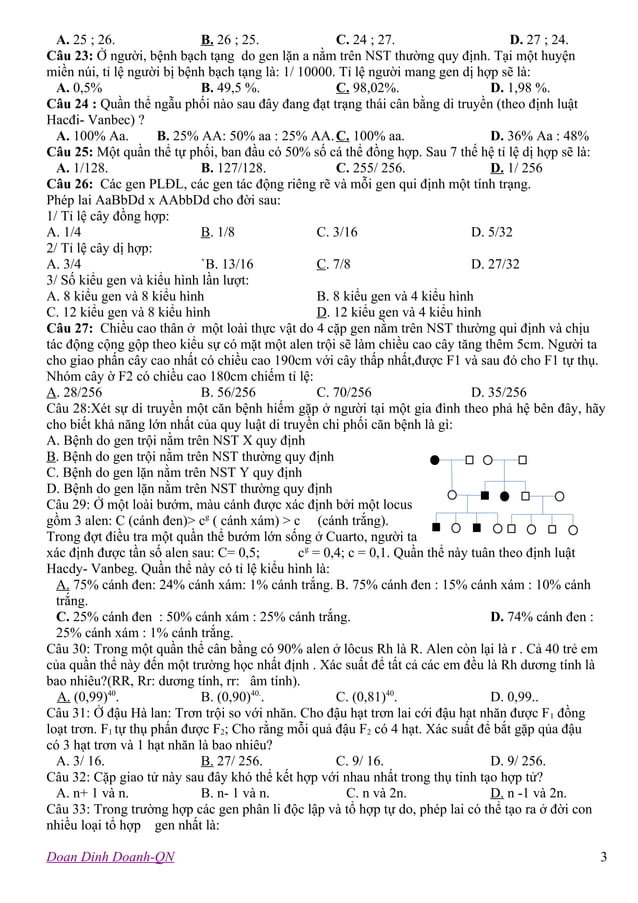 Tong hop cac bai tap di truyen luyen thi dai hoc | PDF