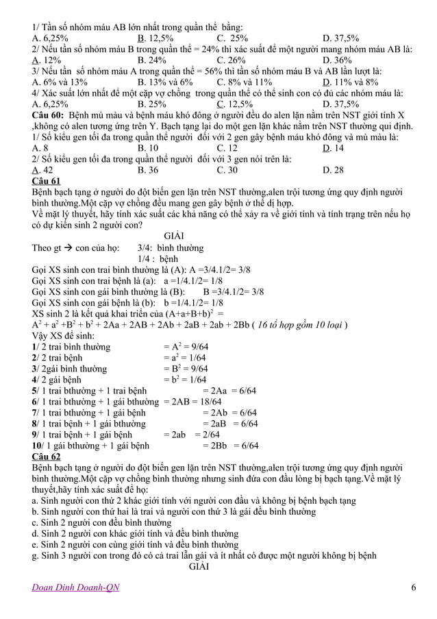 Tong hop cac bai tap di truyen luyen thi dai hoc | PDF