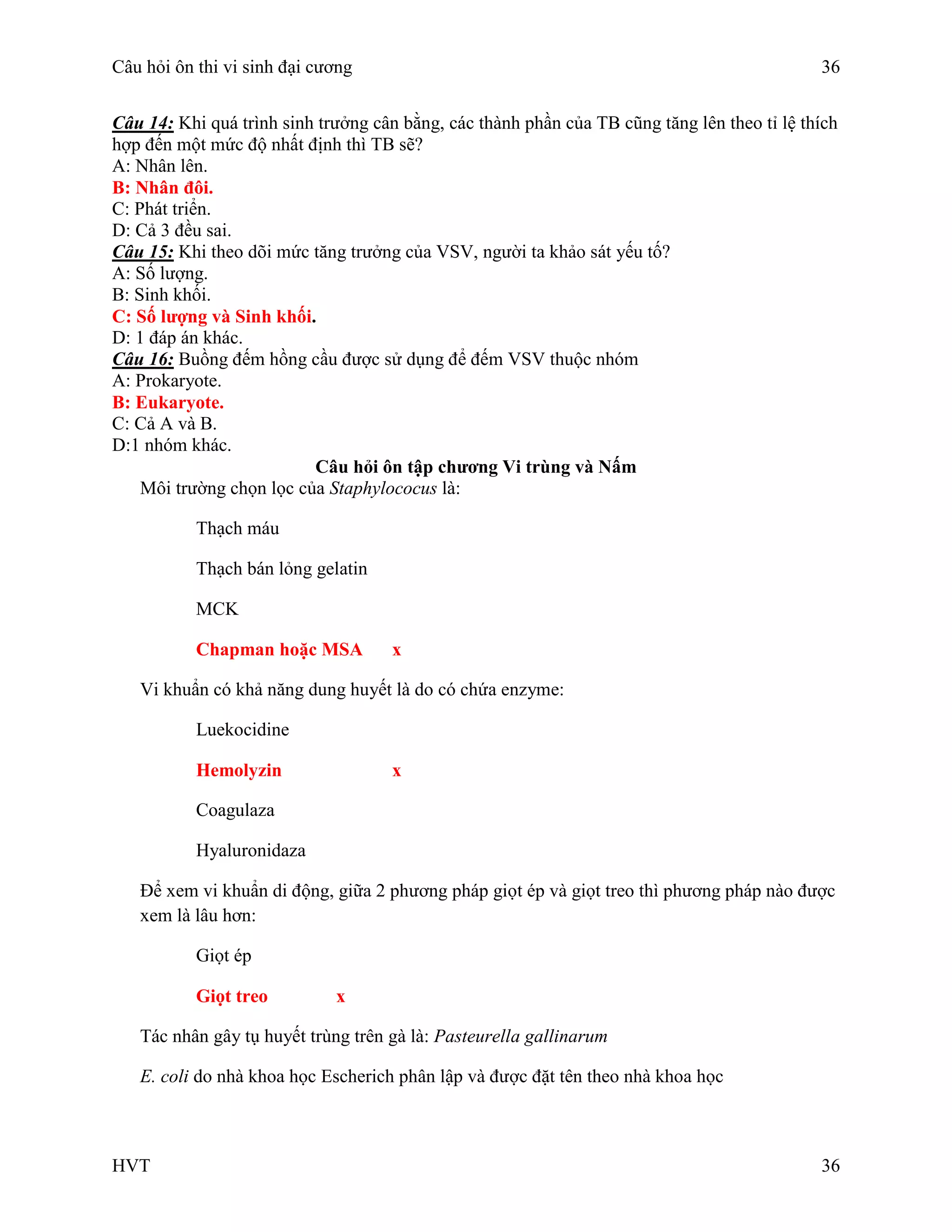 Tổng hợp các câu trắc nghiệm vi sinh đại cương | PDF