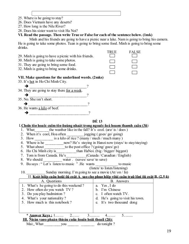 Tong hop cac de kiem tra hkii, tieng anh lop 6