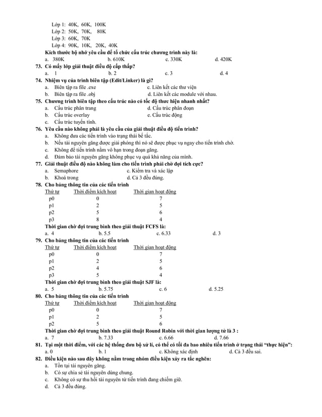 Tong hop cau hoi trac nghiem hdh | PDF