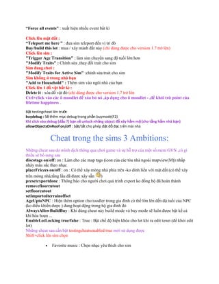 Tong hop cheat code sims 3 | DOCX