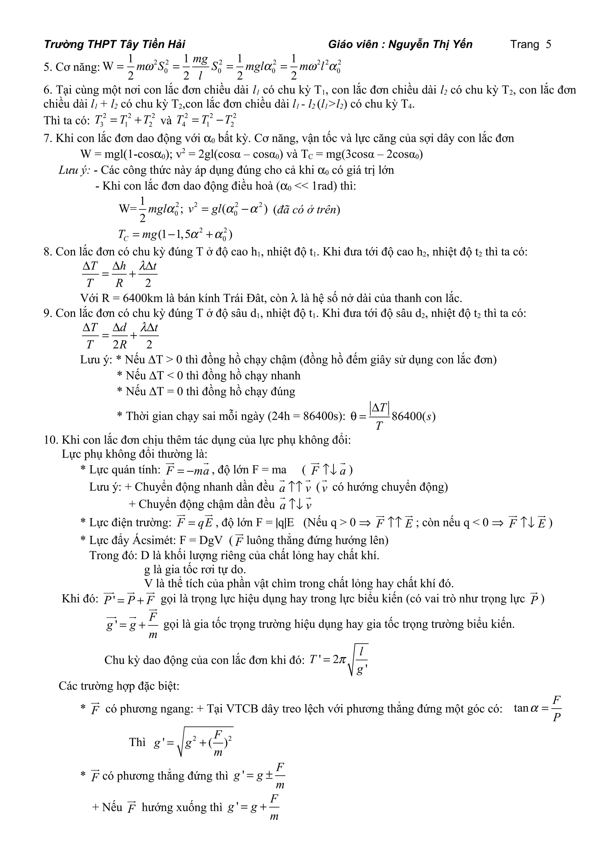 Tong hop cong thuc tinh nhanh vat ly 12 hot | PDF