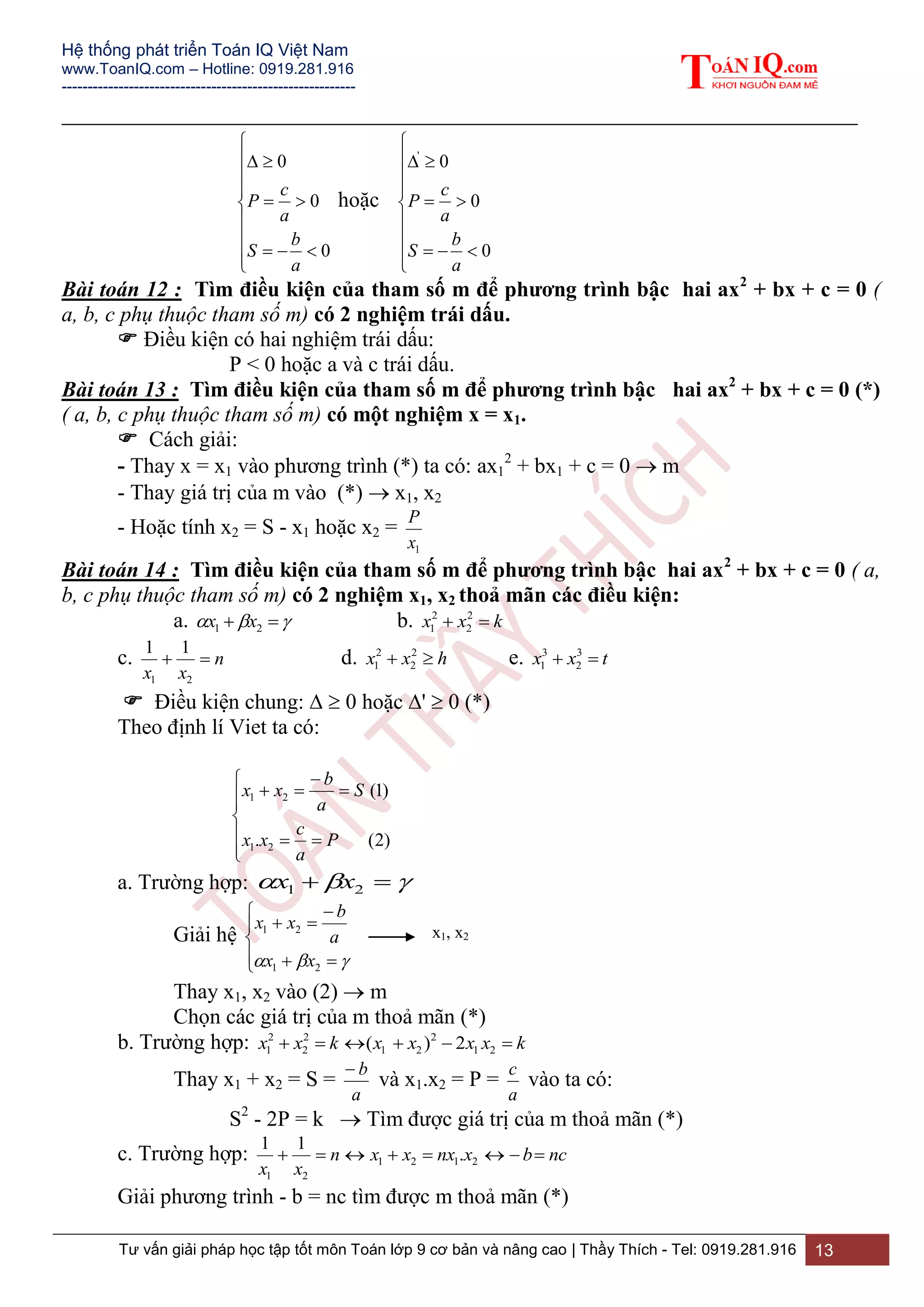 Toán lớp 9 - Tổng hợp kiến thức lý thuyết Đại số 9 và Hình học 9 | PDF